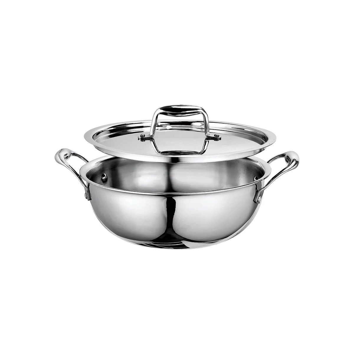 Aritisa Tri Ply Shallow Wok, 22cm with Lid - skyhighliving.co.za